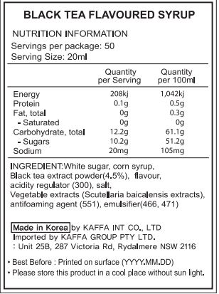 Black Tea Syrup 1000ml - Sweet Pomona